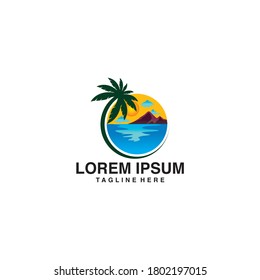 Beach View Logo Vector Illustration Icon Stock Vector (Royalty Free ...