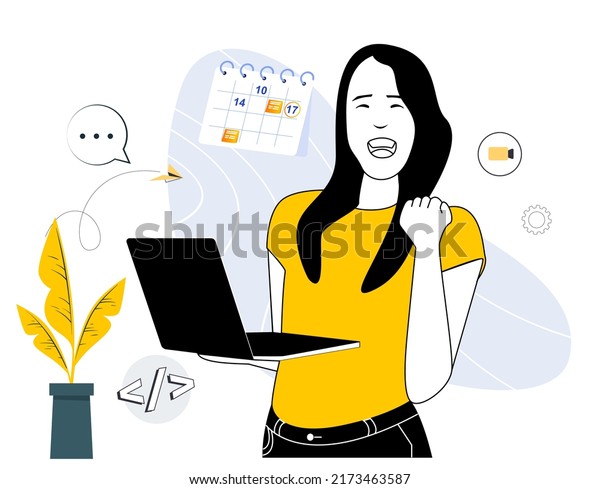 Beafutiful Girl Winner Pose Expressions Vector Stock Vector (Royalty ...
