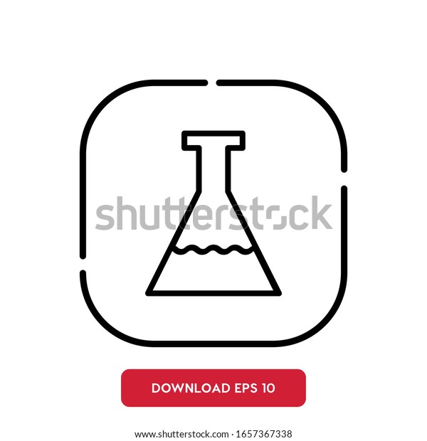 Beaker Symbol Education Outline Vector Icon: เวกเตอร์สต็อก (ปลอดค่า ...