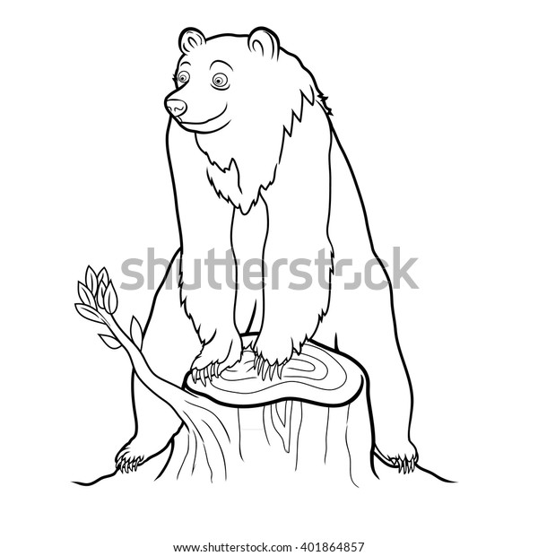 Bear Base Tree Outline Cartoon Vector Stock Vector (Royalty Free ...