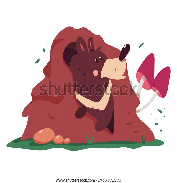 Bear Burrow Vector Cartoon Illustration Isolated Stock Vector (Royalty ...