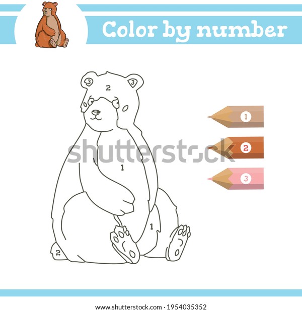 Bear Color By Numbers Coloring Page Stock Vector (Royalty Free ...