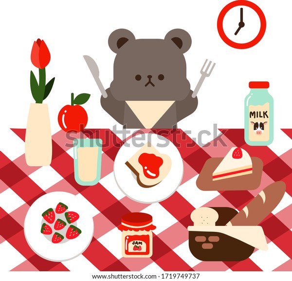 Bear Eating Breakfast Illustration Stock Vector (Royalty Free ...