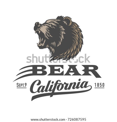 Bear Emblem Logo California Illustration Vector Vector de stock (libre ...