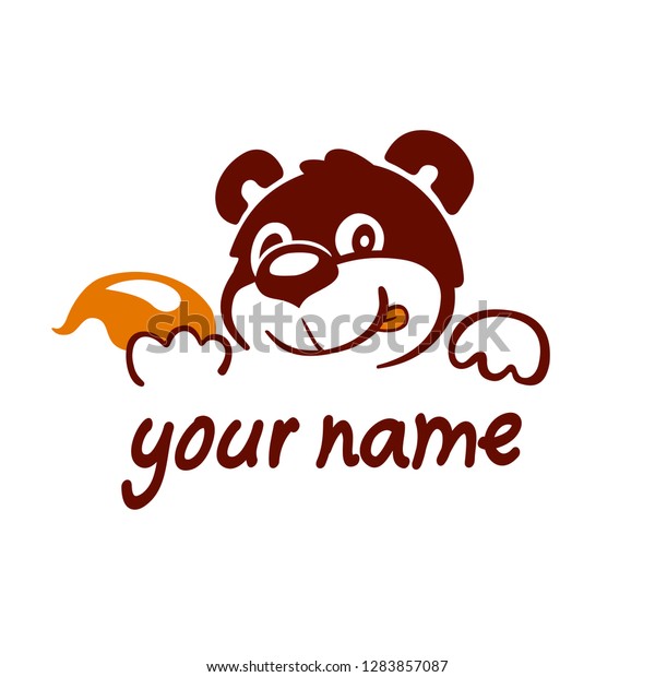 Bear Face Logo Caramel Kids Happy Stock Vector (Royalty Free ...