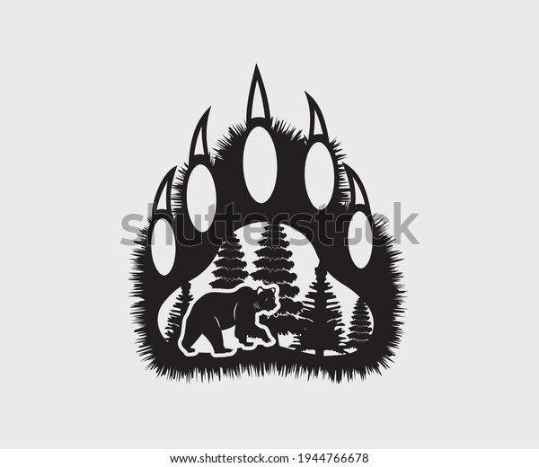Bear Footprint Printable Vector Illustration Bear Stock Vector (Royalty ...