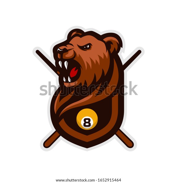 Bear Head Mascot Logo Billiard Team Stock Vector (Royalty Free ...