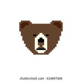 Bear Head Pixel Art Style Made Stock Vector (Royalty Free) 616847606 ...