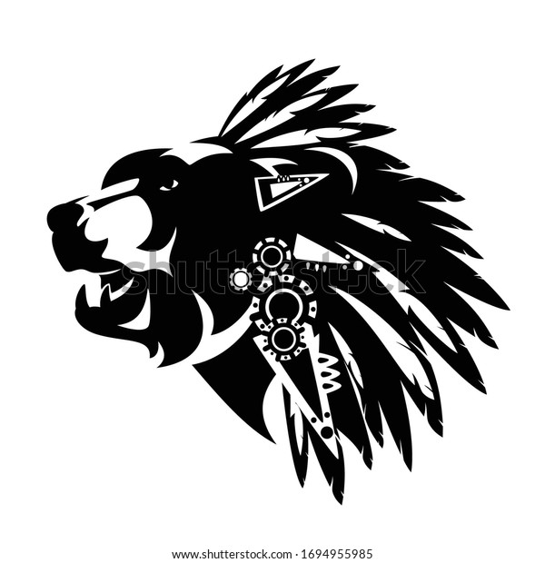 Bear Head Traditional Native American Chief Stock Vector (Royalty Free ...