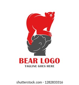Bear Logo Design On Stone Stock Vector (Royalty Free) 1282833316 ...