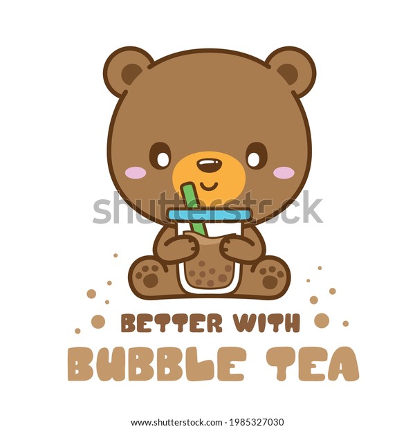 Bear Love Bubble Tea Boba Milk Stock Vector (Royalty Free) 1985327030