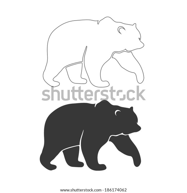 Bear Outline Silhouette Vector Stock Vector (Royalty Free) 186174062
