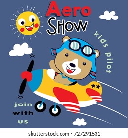 Bear Pilot Cartoon Vector Illustration 스톡 벡터(로열티 프리) 727291531 ...