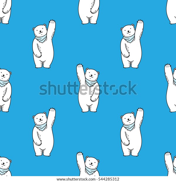 Bear Polar Say Hello Stand Doodle Stock Vector (Royalty Free) 544285312 ...