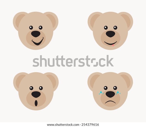 Bear Smiley Iconsbear Face Emotionssmiley Vector Stock Vector (Royalty ...