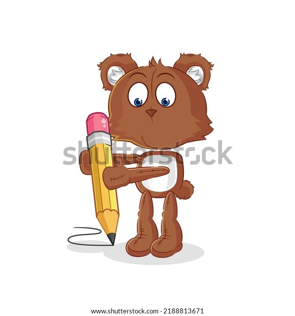Bear Write Pencil Cartoon Mascot Vector Stock Vector (Royalty Free ...