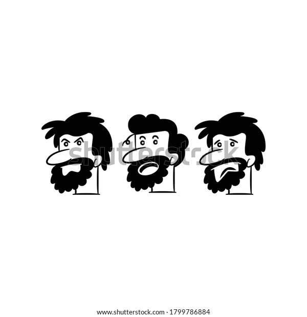 Beard Man Face Islander Avatars Comic Stock Vector (Royalty Free ...