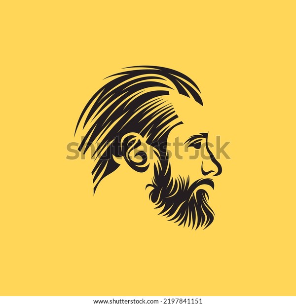 Beard Man Logo Design Vector Illustration Stock Vector (Royalty Free ...