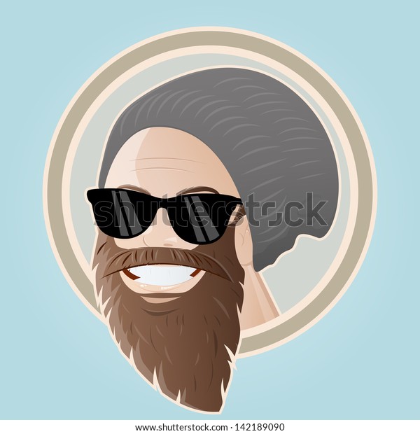Bearded Cartoon Man Cap Stock Vector (Royalty Free) 142189090 ...