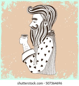 Bearded Man Cup Coffee Hand Drawn Stock Vector (Royalty Free) 507364696