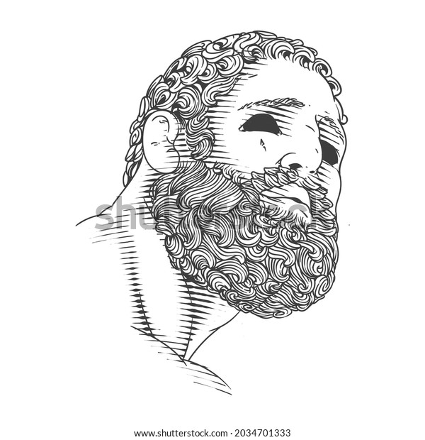 Bearded Old God Vector Drawing Stock Vector (Royalty Free) 2034701333 ...