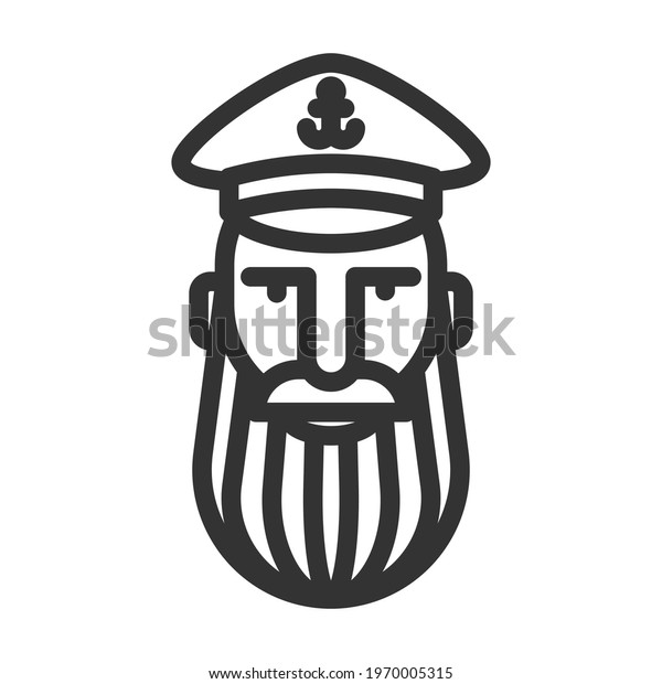 Bearded Ship Captain Icon Sailor Head Stock Vector (Royalty Free ...