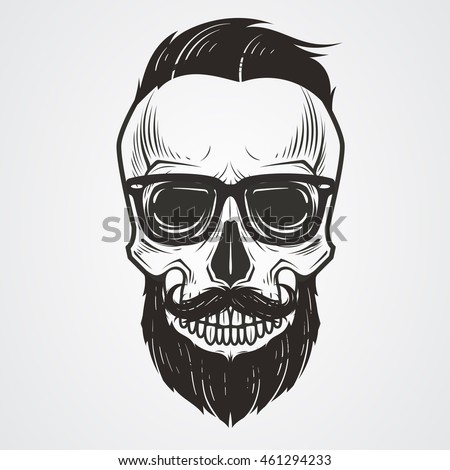 Bearded Skull Illustration Stock Vector (Royalty Free) 461294233 ...