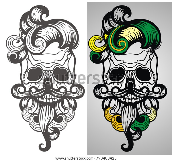 Bearded Skull Illustration Stock Vector (Royalty Free) 793403425 ...