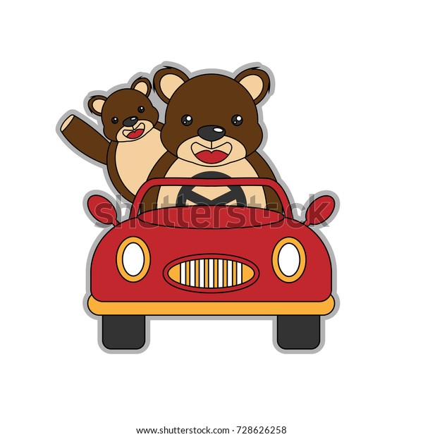 Bears Driving Car Vector Cartoon Stock Vector (Royalty Free) 728626258 ...