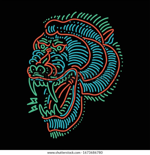 Beast Tattoo Line Art Vector Design Stock Vector (Royalty Free ...
