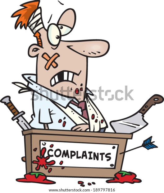 Beat Cartoon Man Working Complaints Desk Stock Vector (Royalty Free ...