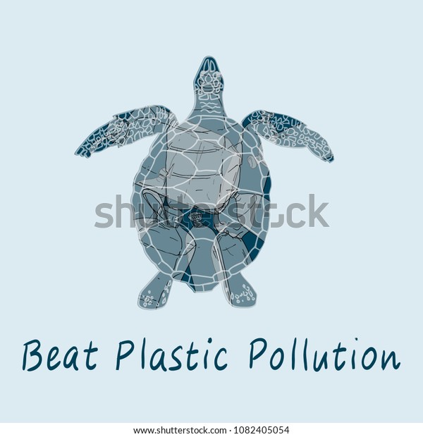 Beat Plastic Pollution Vector Illustration World: immagine vettoriale ...