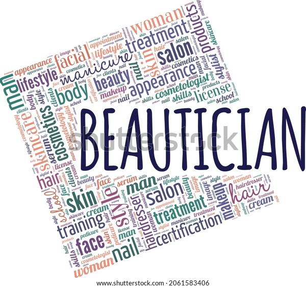 Beautician Vector Illustration Word Cloud Isolated Stock Vector ...