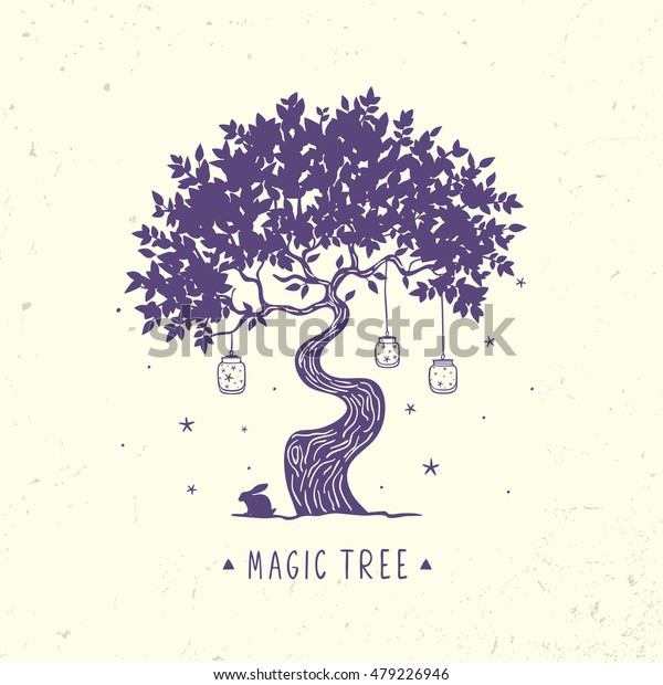 Schöner und erstaunlicher Zauberbaum. Stilvolle Vektorgrafik: Stock ...