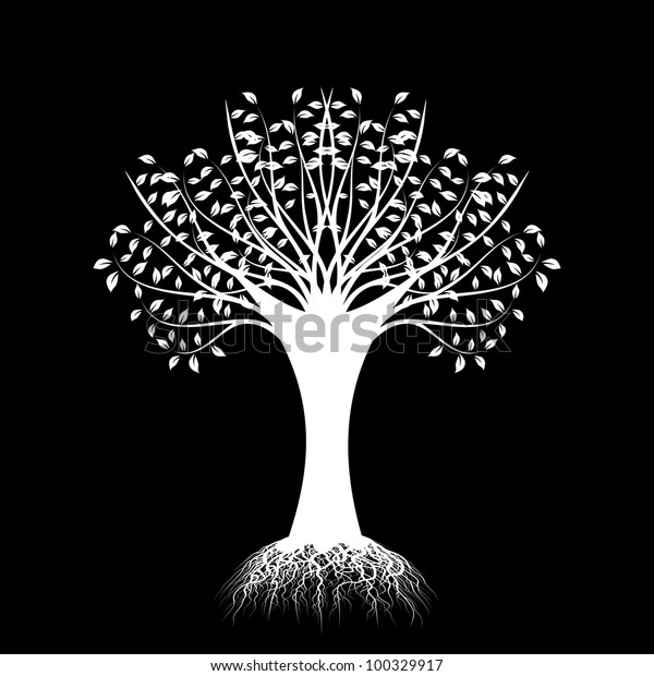 Beautiful Art Tree Silhouette Isolated On Stock Vector (Royalty Free ...