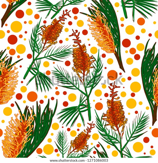 Beautiful Australian Native Floral Pattern Gorgeous Stock Vector ...