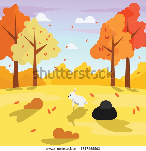 Beautiful Autumn Background Flat Design Stock Vector (Royalty Free ...