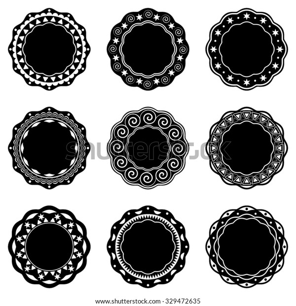 Beautiful Black Vector Round Vintage Labels Stock Vector (Royalty Free ...