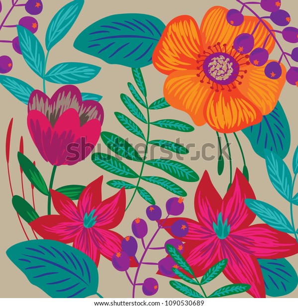 Beautiful Bright Background Flowers Stock Vector (Royalty Free ...