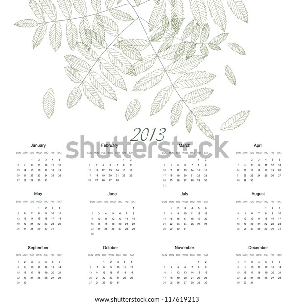 Beautiful Bright Leaf Calender New Year Stock Vector (Royalty Free ...