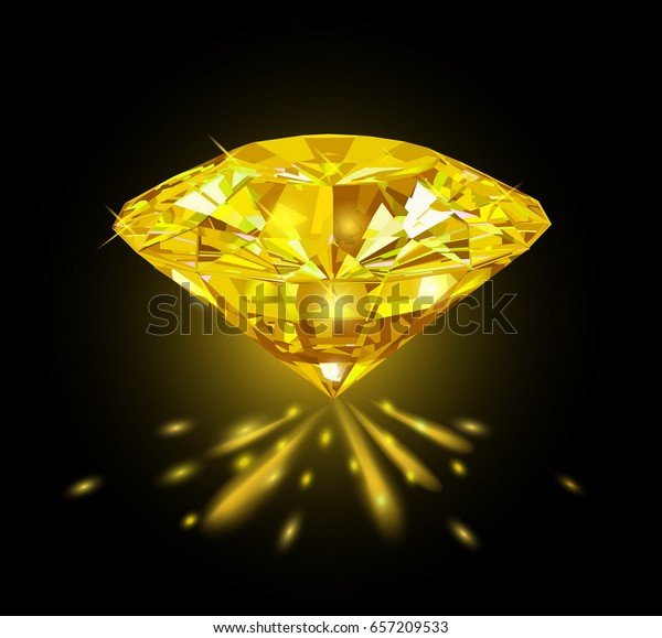 Beautiful Bright Yellow Diamond Isolated On Stock Vector (Royalty Free ...
