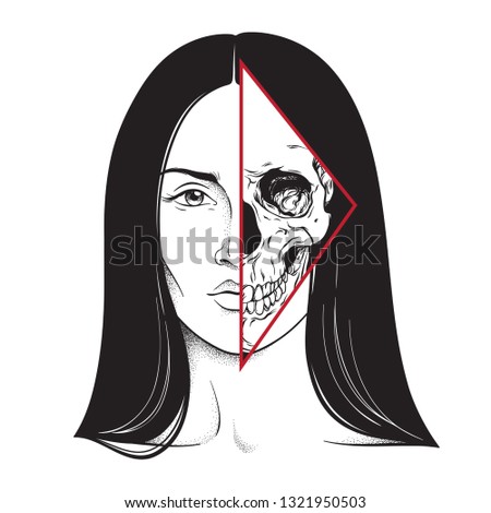 Half Skull Drawing | Free download on ClipArtMag