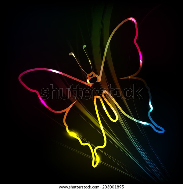 Beautiful Butterfly Light Effect Shiny Background Stock Vector (Royalty ...