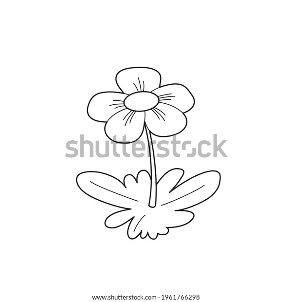 Beautiful Cartoon Flower Outline Vector Flat Stock Vector (Royalty Free ...