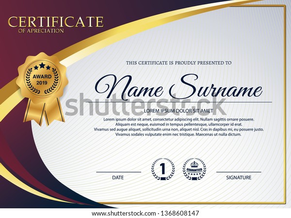 Beautiful Certificate Template Design Best Award Stock Vector (Royalty ...