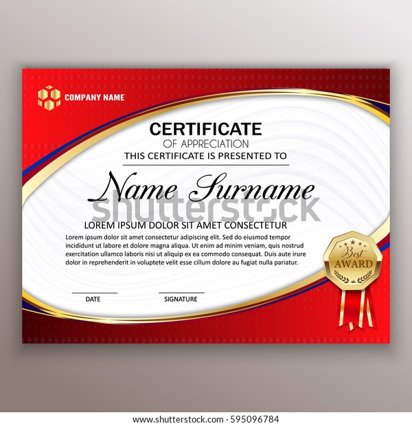 Beautiful Certificate Template Design Best Award Stock Vector (Royalty ...