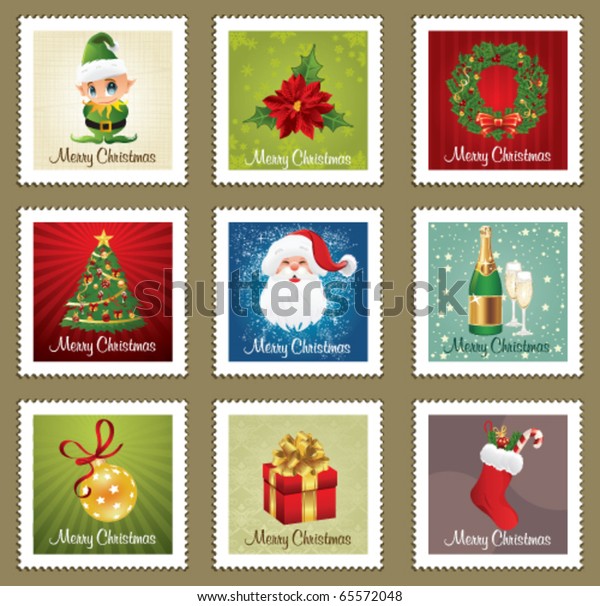 Beautiful Collections Christmas Postmarks Stock Vector (Royalty Free ...