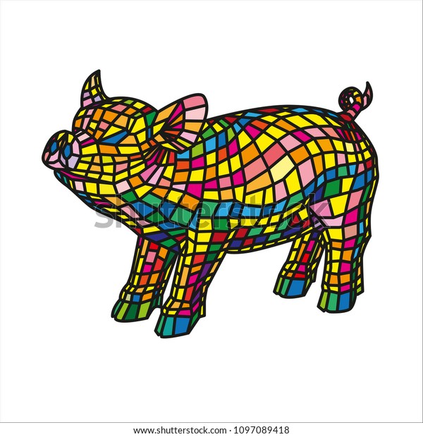 Beautiful Colored Pig Isolated On White Stock Vector (Royalty Free ...