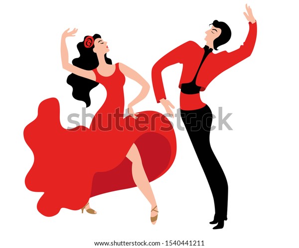 Beautiful Couple Dancing Spanish Dance Paso Stock Vector (Royalty Free ...