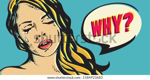 Beautiful Crying Woman Pop Art Style Stock Vector Royalty Free 1584923683 Shutterstock